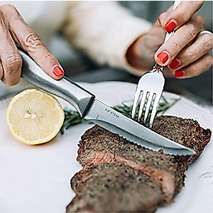 Emeril Lagasse Best Stainless Steel Steak Knife Set - 4.5” (Large Hallow Handles) - Serrated Steak Knife Set Kitchen Dinner Knifes Without Block (8-Piece)