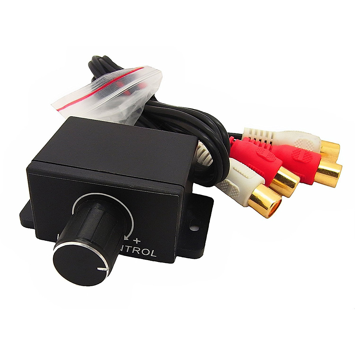 Universal RCA Level Controller Car Audio Amplifier RCA Amplifier Audio Adjuster Gain Level Bass Boost Volume Control Knob for Car, Motorcycle, Speakers, Home Theater (1 Pack)