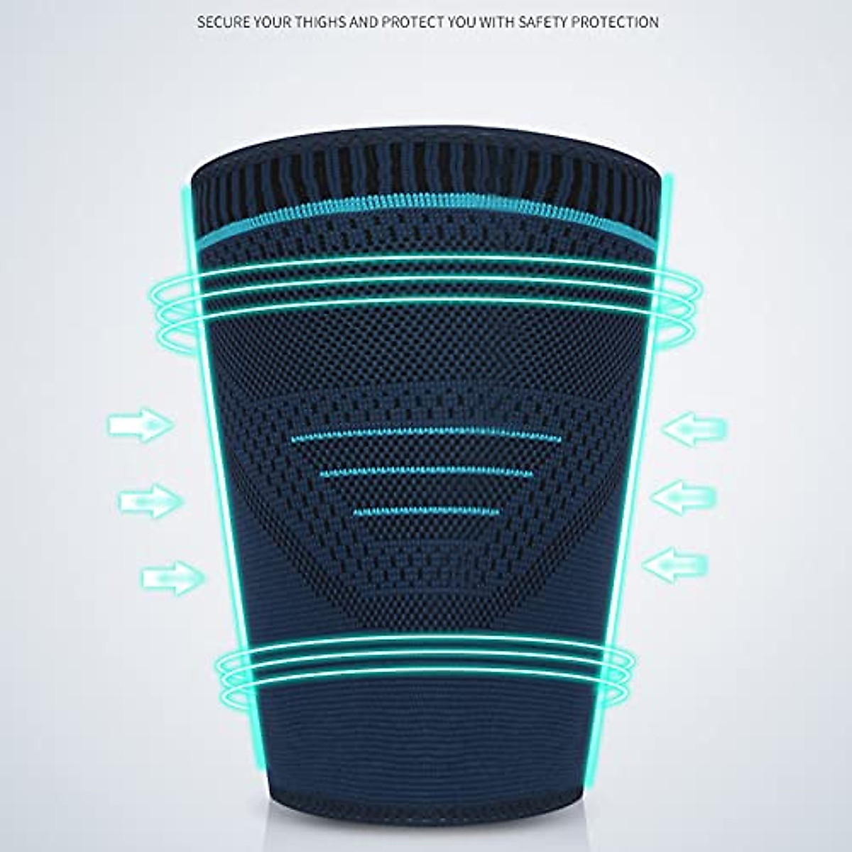 POKEAT 2Pcs Thigh Guard Protector Leg Support Compression Bandage Adjustable Compression Sleeve for Arthritis Relief Ligament Injury Tendinitis Strain,Black,XL