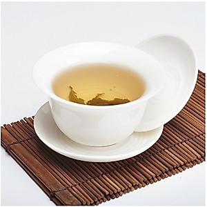 Moyishi Chinese Gaiwan Traditional Tea Cup Comprised of Cup, Saucer and Lid Sancai wan (White)