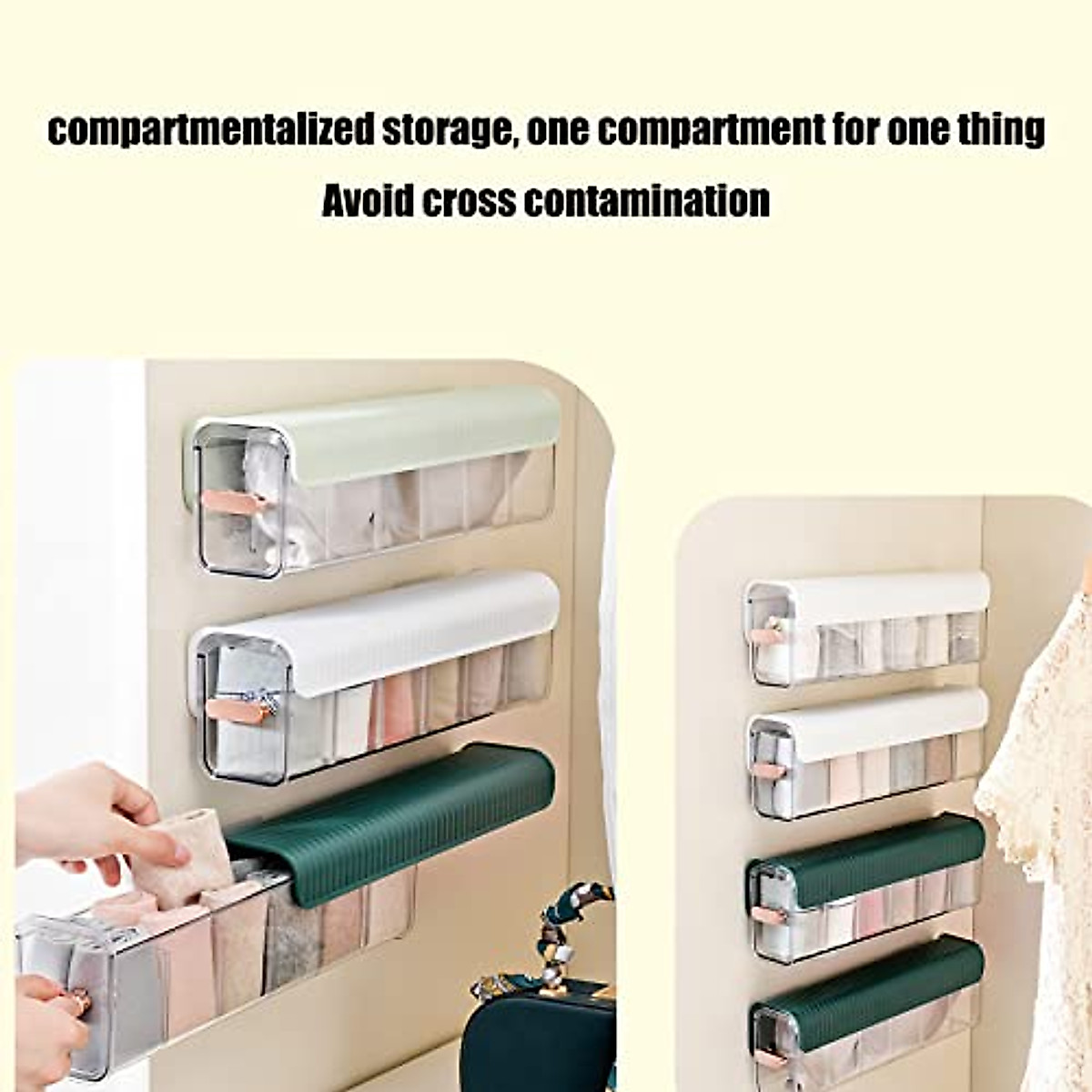 FETNHU Punch-Free Multi-functional Storage Box, 2023 New Hanging Plastic Drawer Storage Boxes With Lids, Clear Wall Mounted Drawer Organizer for Underwear/Socks/Seasoning/Ties/Storage Box (3pcs)