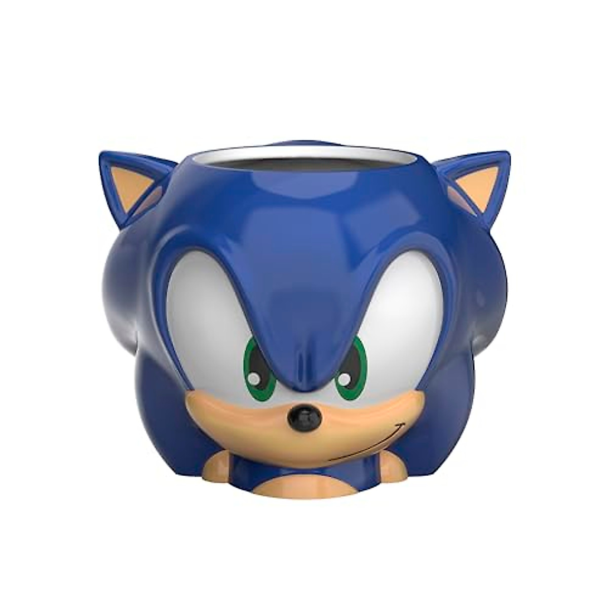 Zak Designs Sonic the Hedgehog Sculpted Ceramic Coffee Mug for Hot Drinks, Collectible Keepsake with Unique 3D Character (15 oz, Sonic)