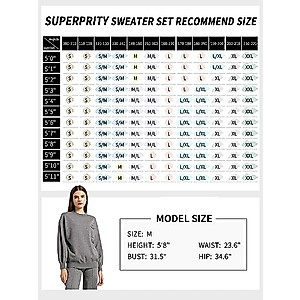 SuperPrity Two Piece Outfits for Women Fall Lounge Wear Set Sweater Pullover Top with Sweatpants Set Long Sleeve Knit Set-L,Black