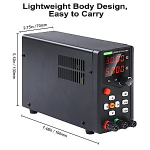 GALOOK DC Power Supply Variable, High Precision Bench Power Supply with Memory Storage, Variable Power Supply with Encoder Knob, 4-Digit LED Display Adjustable Regulated lab Power Supply