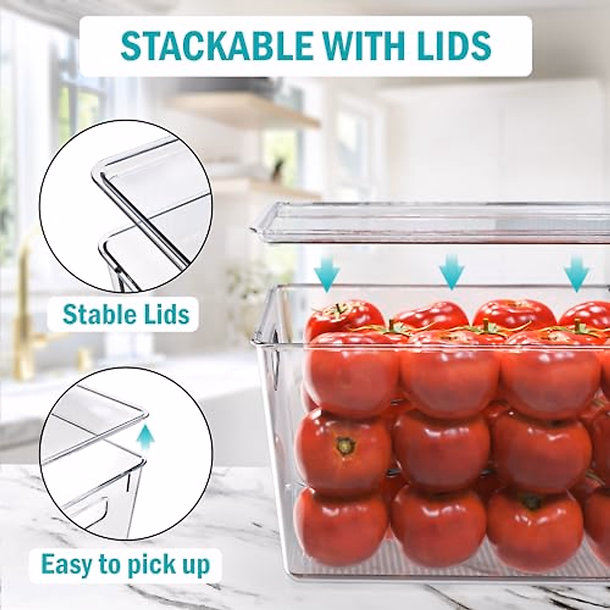 YAN & HIN 10pcs/ Set Clear Large Storage Bins with Lids, Versatile Pantry Storage Solution - Transparent, Stackable, and Durable for Organized Home and Office (11 "L x 7.5" W x 6 "H)