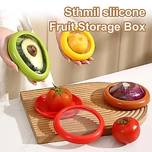sthmil Silicone Fruit Storage Box,Fruit And Vegetable Anti-Oxidation Storage Box,Fruit and Vegetable Storage Containers with Silicone Lids for Fridge Keep Fresh（onion）