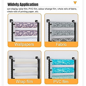 Black Metal Vinyl Holder Rack with 9 Adjustable Hanging Rod, Commercial Garage Wall Mounted Display Rack for Car Color Change Film/Window Film/Wallpaper/Fabric Roll Storage Organizer(30cm/11.8in)
