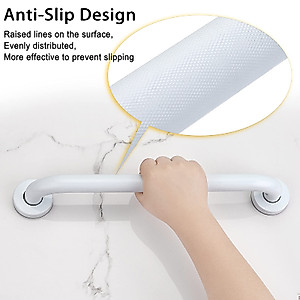 Sumnacon 16 Inch Anti-Slip Grip Bath Grab Bar - Sturdy Stainless Steel Shower Handle with Screws, Safety Handicap Shower Bar for Bathtub Toilet Bathroom Kitchen Stairway Handrail, White