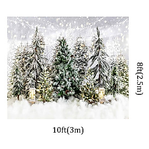 Kate 10x8ft Polyester Christmas Tree Farm Photography Backdrops for Shooting Glitter Snowflakes Forest Winter Wonderland Photobooth Background Nature Scenery Tree Landscape Backdrop