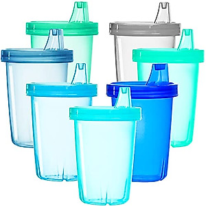 Youngever 7 Pack Kids Sippy Cups, Sippy Cups for Infant, Kids, Toddler, 7 Coastal Colors Sippy Cups