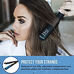 HAI Convertible Flat Iron Hair Straightener for Women - Professional Ceramic Fast Heating Hair Flat Iron with 5 Temperature Levels - Best Hair Straightener for All Hair Types - (Classic Blue)