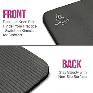 Kinesis Yoga Knee Pad Cushion - 0.6 inch (15mm) Thick Exercise Knee Pad for Pain Free Yoga - Perfect Companion for Home Workout - Easy on the Knees, Elbows, Wrists and Back (Does Not Include Yoga Mat)