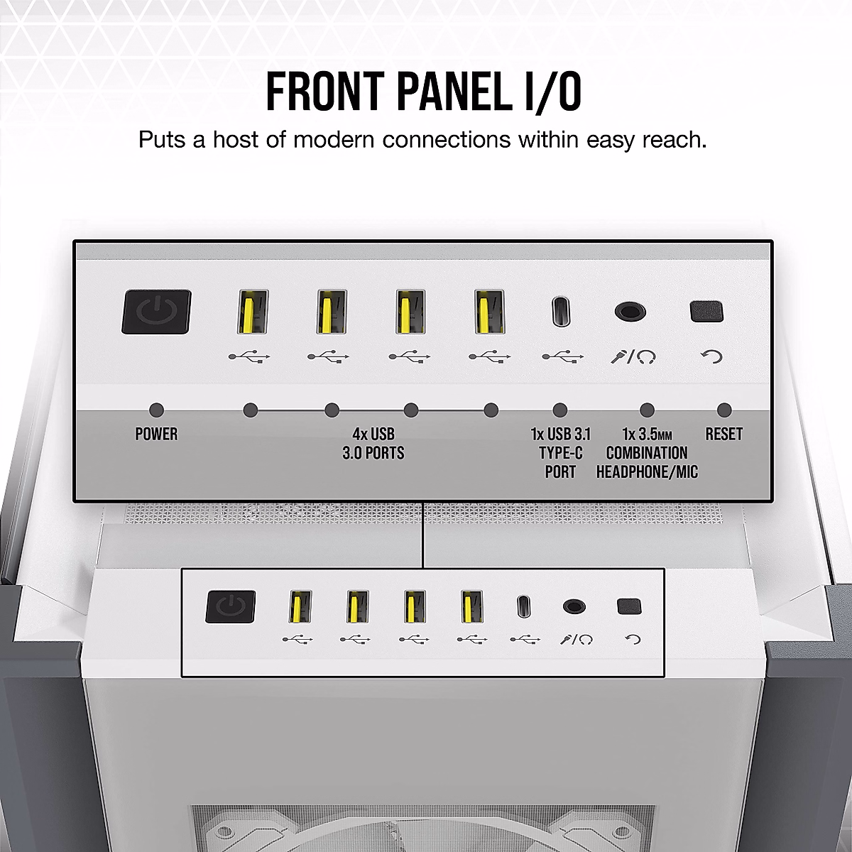 CORSAIR iCUE 7000X RGB Full-Tower ATX PC Case – Three Tempered Glass Panels – Spacious Interior – Easy Cable Management – 4x CORSAIR SP140 RGB ELITE Fans Included – White