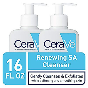 CeraVe Salicylic Acid Cleanser | 8 Ounce, Pack of 2 | Renewing Exfoliating Face Wash with Vitamin D for Rough and Bumpy Skin | Fragrance Free
