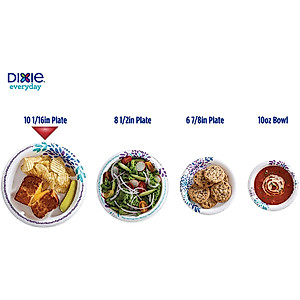 Dixie Paper Plates, 10 1/16 inch, Dinner Size Printed Disposable Plate, 44 Count (Pack of 5) , Packaging and Design May Vary