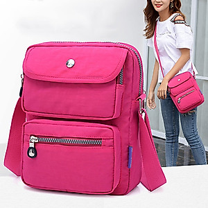 KARRESLY Women Crossbody Bag Shoulder Handbags Small Nylon Purse Waterproof Multi Pockets Bags(Purple)