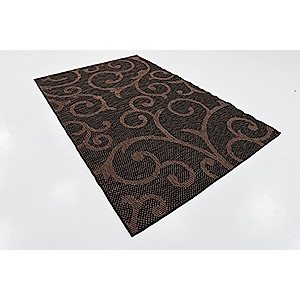 Unique Loom Outdoor Botanical Collection Area Rug - Vine (5' 1" x 8' Rectangle, Chocolate Brown/ Black)