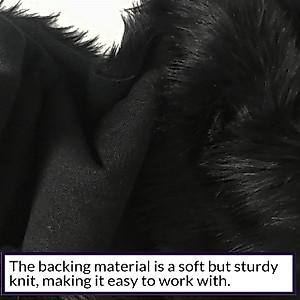Bianna Pitch Black Faux Fur Fabric, 60 inches Wide Options, American Seller, Luxury Shag Shaggy Material for Crafting, Sewing, Costumes, Fursuits, Home Decor (8x8 inches)