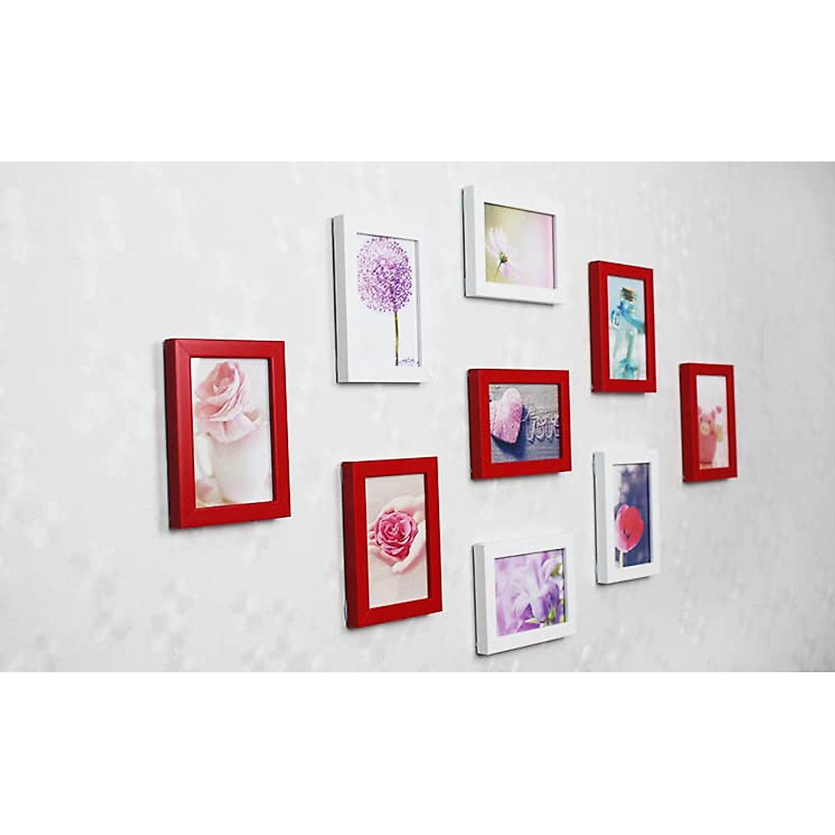 Rikyo Picture Frame 2 Pack, 5x7 inches, Red, Rustic Farmhouse Style, Without Mat, Wall Gallery Photo Frame for Tabletop and Wall Display