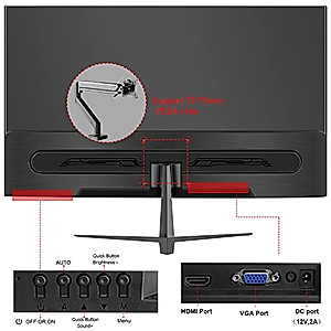 Kenowa Computer Monitor 24 Inch IPS Full HD 1080P Monitor 75Hz 100% sRGB PC Monitor HDMI VGA Port VESA 75 * 75mm Desktop Monitor, for Computer/Laptop/PS4/5/Switch/Xbox Black