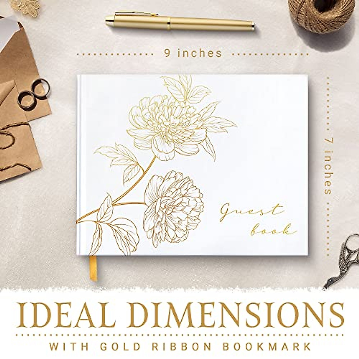 Gold Stamped Wedding Guest Book, Wedding Guest Book with Pen, Floral Guest Book Wedding Reception, Wedding GuestBook Floral Design, Wedding Book, Wedding Book Alternative, Floral Guest Book