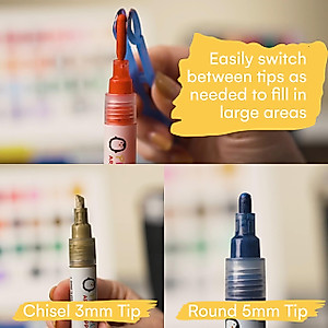 PENGUIN ART SUPPLIES 28 Dual Tip Acrylic Paint Pens: Craft Paint Markers for Painting Wood, Glass, and Halloween Decoration - Non Toxic Reversible Pen with 5mm + 3mm Fine Tip and Zipper Pouch