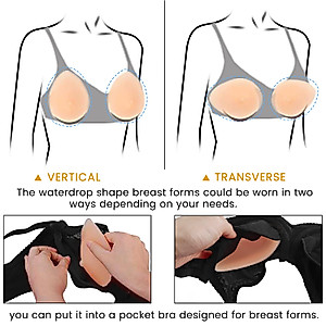 Vollence One Pair B Cup Teardrop Silicone Breast Forms Mastectomy Bra Enhancer Inserts Concave Bra Pads