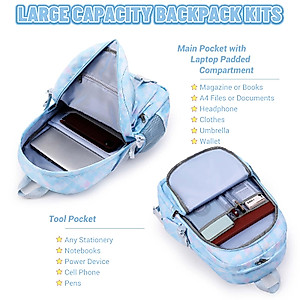 SCIONE School Backpacks for Girls - 15.6 Inch Large Mermaid Laptop Backpacks Anti Theft Primary Middle College Bookbags for Teens Girls Women Students