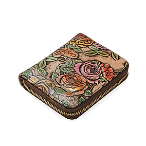 ArtsEye Women's Short Zip Around Wallet (purple rose)