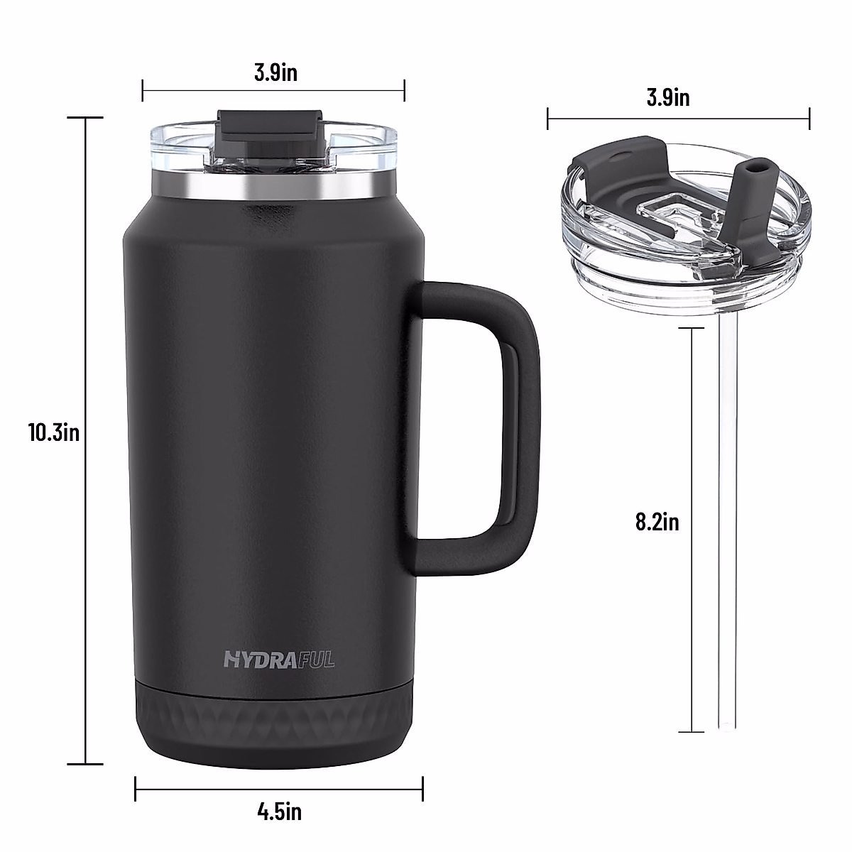 Hydraful 64 oz Tumbler with Handle and Straw - 100% Leak-Proof - Insulated Cup Reusable Stainless Steel Large Water Bottle Travel Mug for Gym, Hiking, and Camping - Gifts for Women Men Him Her