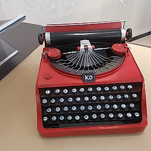 TRABEATOGA Typewriter Model Vintage Tin Antique Retro Manual Typewriter Model Ornament Collectible Figurine Photo Prop for Home Decor 11.6'' Long