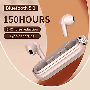 Loluka Bluetooth Headphone Rotate Twist Open True Wireless with Charging Case Earbud Bluetooth Earbuds Stereo Bass Pink Earbuds 5.2 Bluetooth for Music