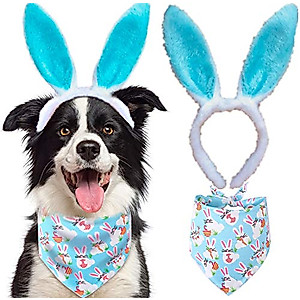 Dog Bunny Ears Headband and Pet Easter Bandana