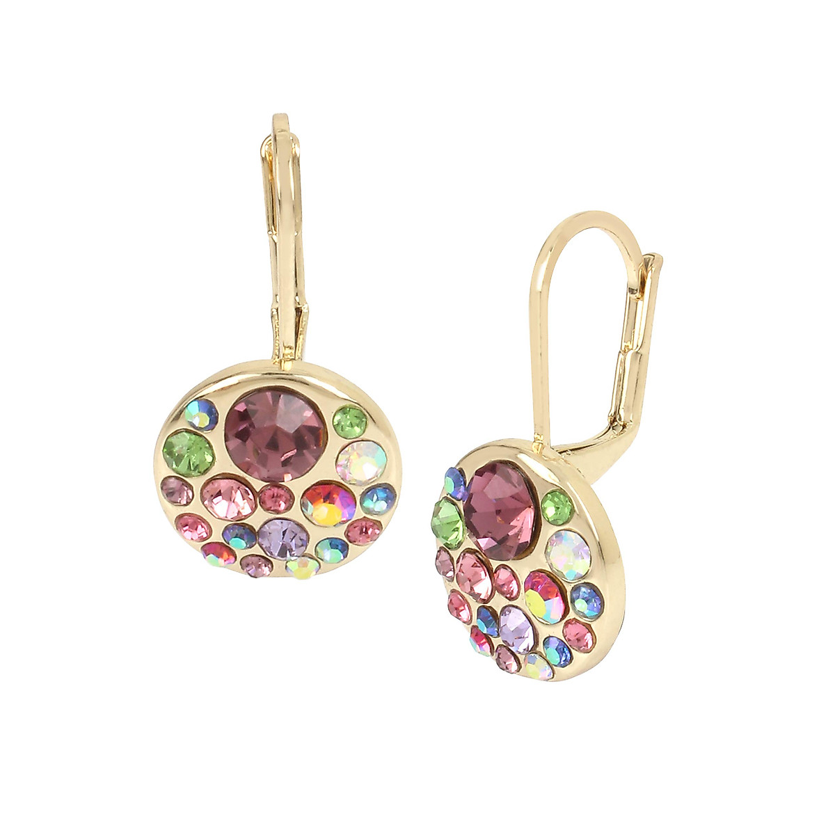 Betsey Johnson Mixed Stone Cluster Round Drop Earrings