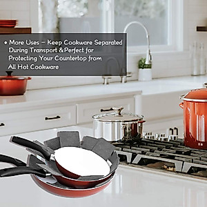 Pan Pot Protectors, Larger & Thicker Pan Protector Pads, Cyan/Orange/Gray Pan Protectors Available, 3 Different Sizes, 12 Pcs Pot Divider Pads for Protecting and Separating Your Cookware(Gray)