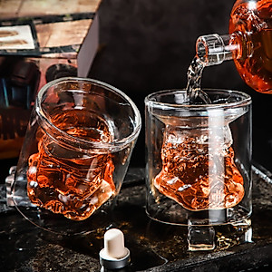 Yingluo Transparent Creative Whiskey Decanter Set With 2 Glasses,Flask Carefe,Whiskey Carafe for Wine,Scotch,Bourbon,vodka,Liquor-750ml Gifts for Men