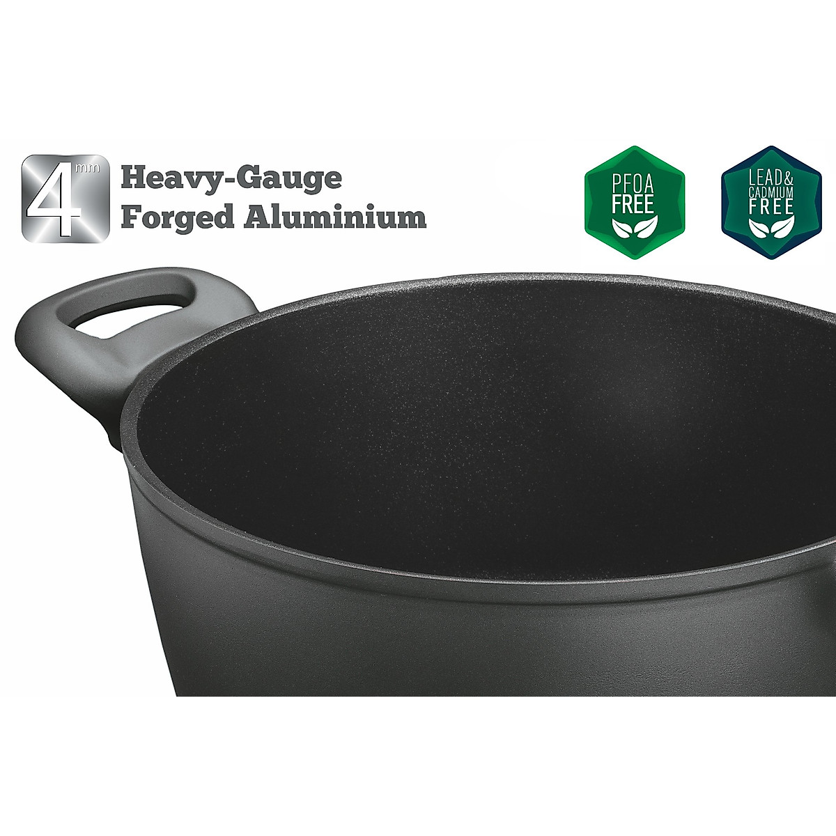 Saflon Titanium Nonstick 8-Quart Stock Pot with Tempered Glass Lid, 4mm Forged Aluminum with PFOA Free Coating from England