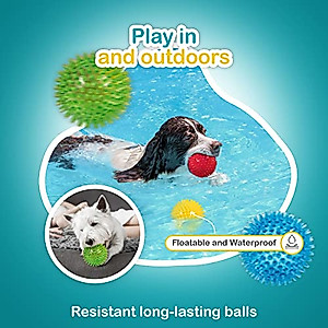 dipperdap 3.5” Spikey Dog Balls (4 Pack) Squeaky Dog Toys | Cleans Teeth for Healthier Gums | Non-Toxic BPA-Free Dog Toys for Aggressive Chewers | Spikey Balls in Red, Blue, Yellow, and Green