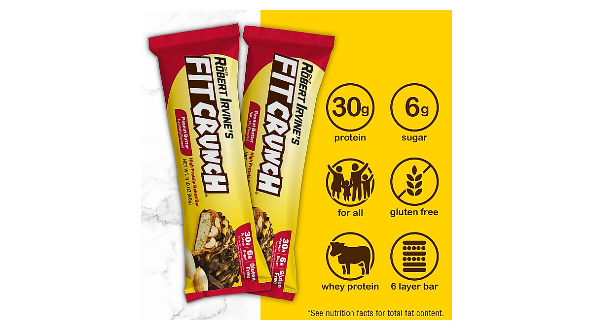 FITCRUNCH Protein Bars - 30g Protein, Low Sugar