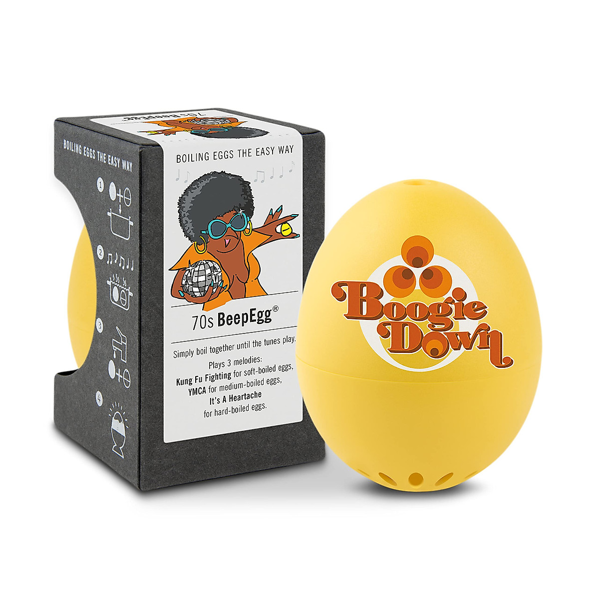 70s BeepEgg – Egg Timer for Boiling Eggs – Musical Egg Cooker for Soft, Medium, Hard Boiled Eggs – Food Safe – Singing Floating Egg Timer – Egg Cooker for 3 Levels of Doneness - Brainstream
