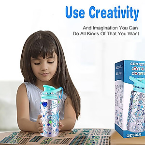 Easter Gifts for Girls - Birthday Girl Gifts for Kids 8-12 -5 6 7 8 9 10 Year Old, Easter Basket Essentials Basket Stuffers Decorate Your Own Water Bottle with Stickers Arts and Crafts