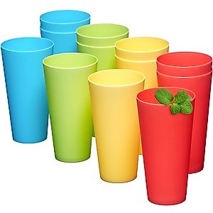 Amazing Abby - Holy Poly - 20-Ounce Plastic Tumblers (Set of 12), Unbreakable Plastic Drinking Glasses, Reusable, Stackable, BPA-Free, Heat-Resistant, Microwave-Safe, Dishwasher-Safe, Mixed-Color