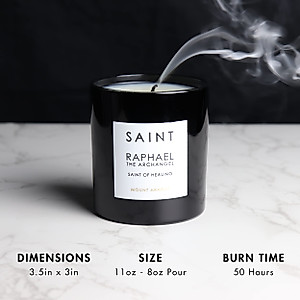 SAINT Raphael The Archangel Scented Candle with Prayer, Prayer Coin, and Holy Oil, Soy Coconut Aromatherapy Candle, 50 Hour Burn Time, Holiday Gift-Ready Box