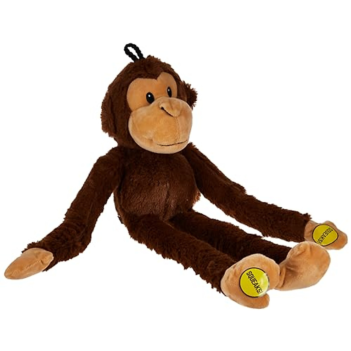 Multipet Swingin Safari Monkey 22-Inch Large Plush Dog Toy with Extra Long Arms and Legs with Squeakers