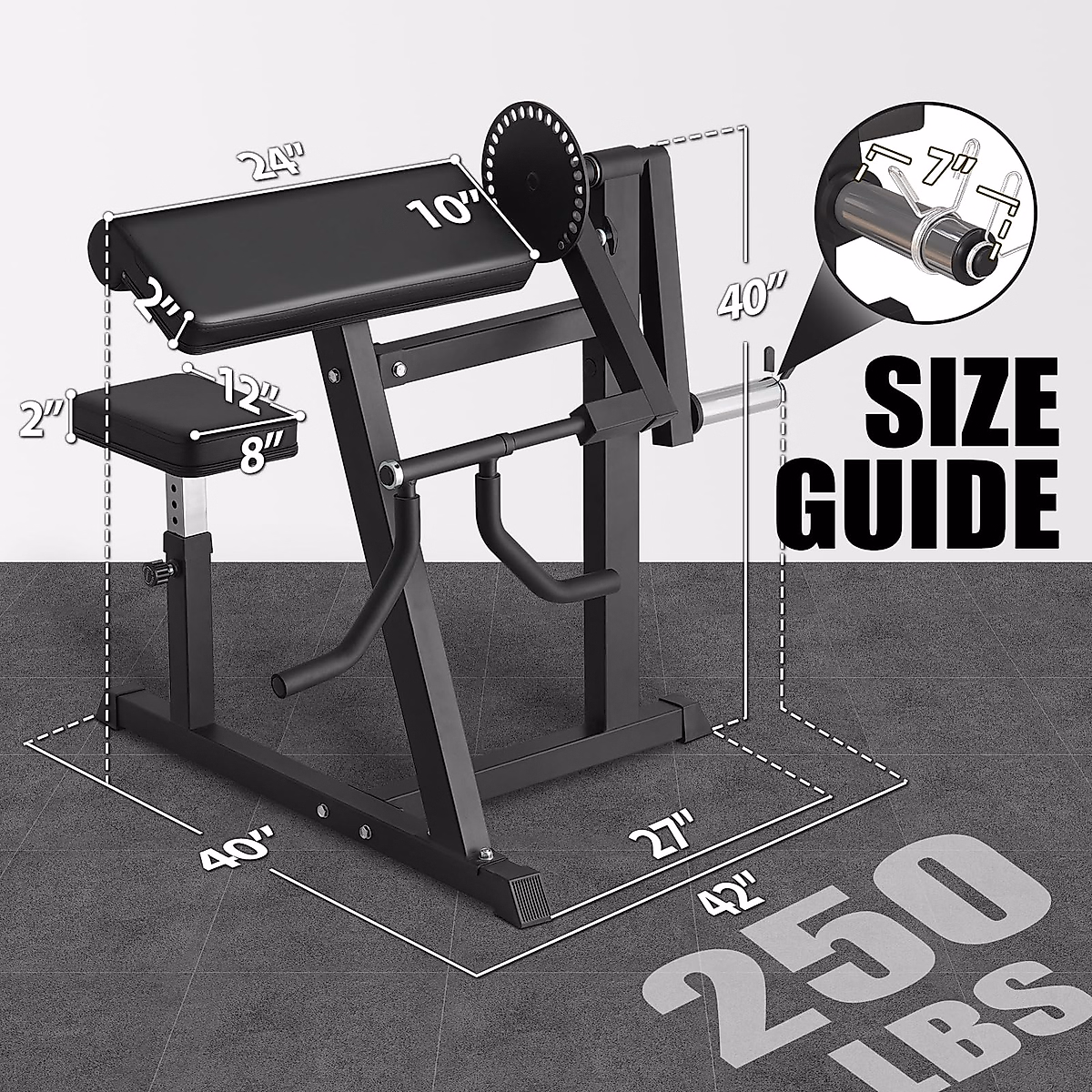 GMWD Bicep Tricep Curl Machine, 250LBS Plate Loaded Bicep Curls and Tricep Extension Machine, 2 in 1 Exercise Equipment for Home Gym Workout Station, Black
