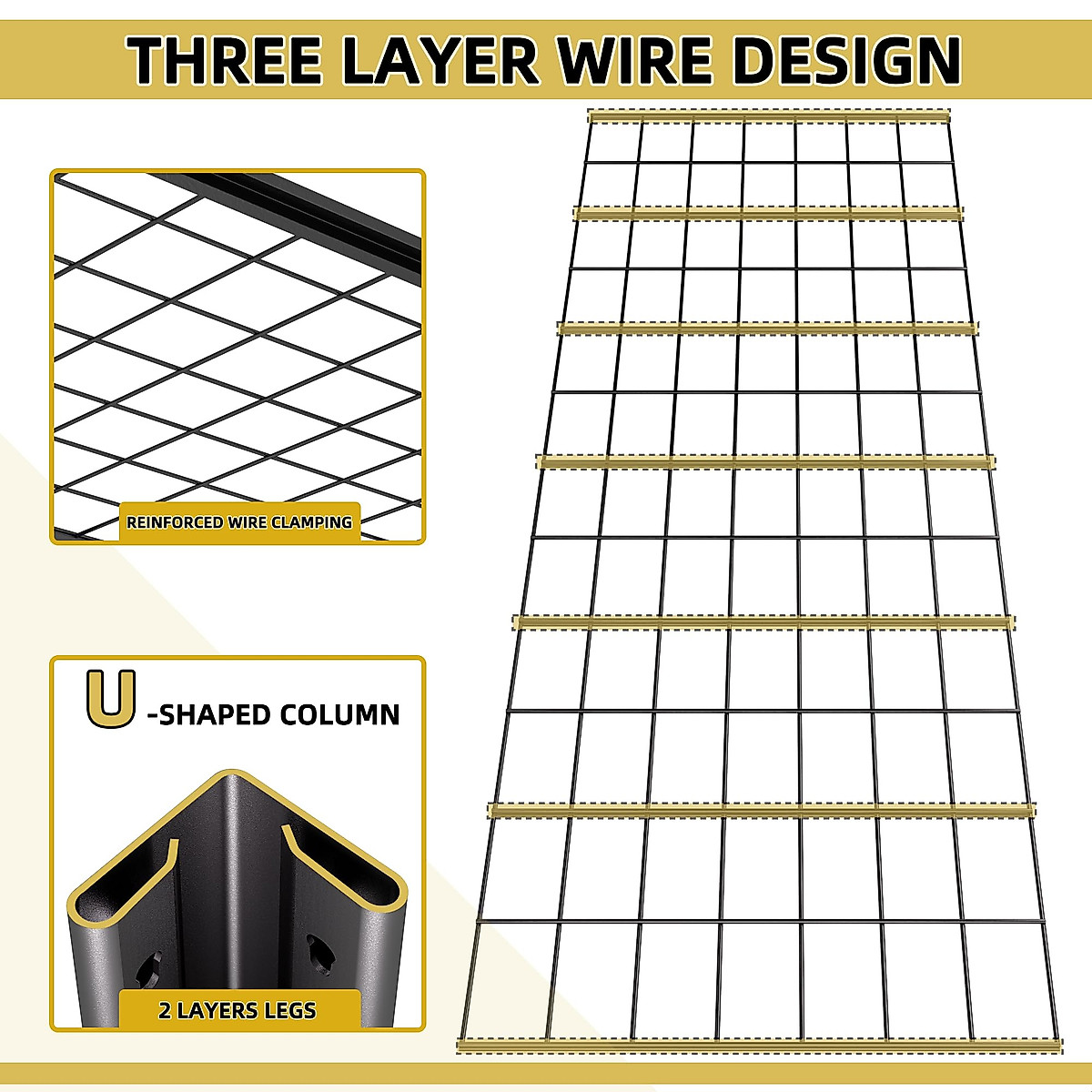 WOZBUD Wire Grid Shelves,Industrial Garage Storage Shelf,Heavy Duty Garage Shelving Unit, 2-Tier Adjustable Metal Shelf,20" H*20" W*12" D,Heavy Duty Shelving for Basement,Storage Room