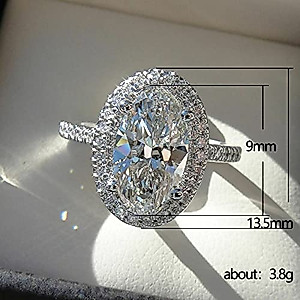 ZJQZBSS S925 sterling silver super flash diamond ladies ring oval egg-shaped zircon CZ engagement ring romantic wedding bridal dinner jewelry (10)