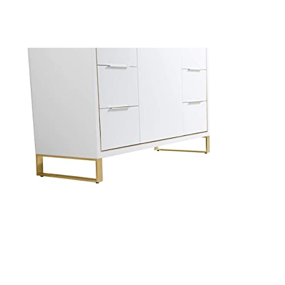Fine Fixtures Opulence Collection 48 in. W x 20 in. D x 33 in. H Bathroom Vanity in White Matte with White Ceramic Sink - Satin Brass Hardware
