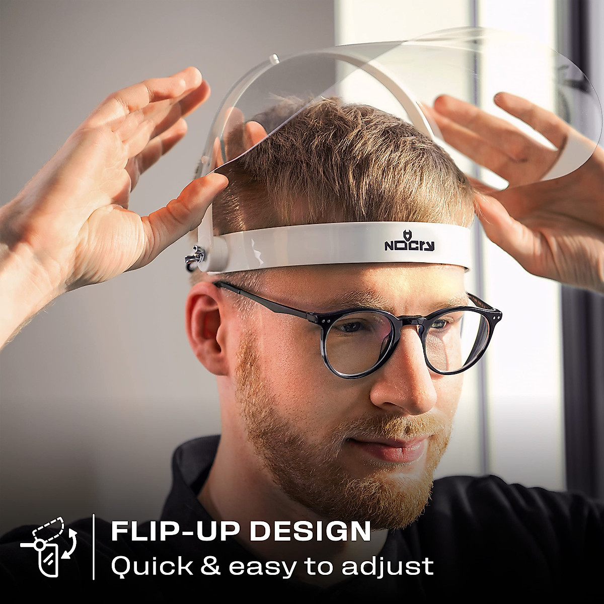 NoCry Protective Face Shield Mask with Adjustable Headband; Protective Full Face Shield with 2 Reusable Plastic Visors - Prime Plastic Face Mask Shield, Clear Face Mask, Safety Face Shield, Face Guard