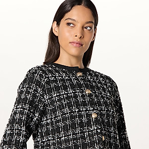 The Drop Women's Aida Cropped Boucle Jacket Black, XXL, Plus Size